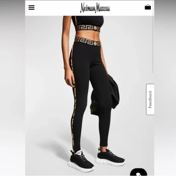 Versace | Pants & Jumpsuits | Versace Womens Logo Black Logo Greca ...